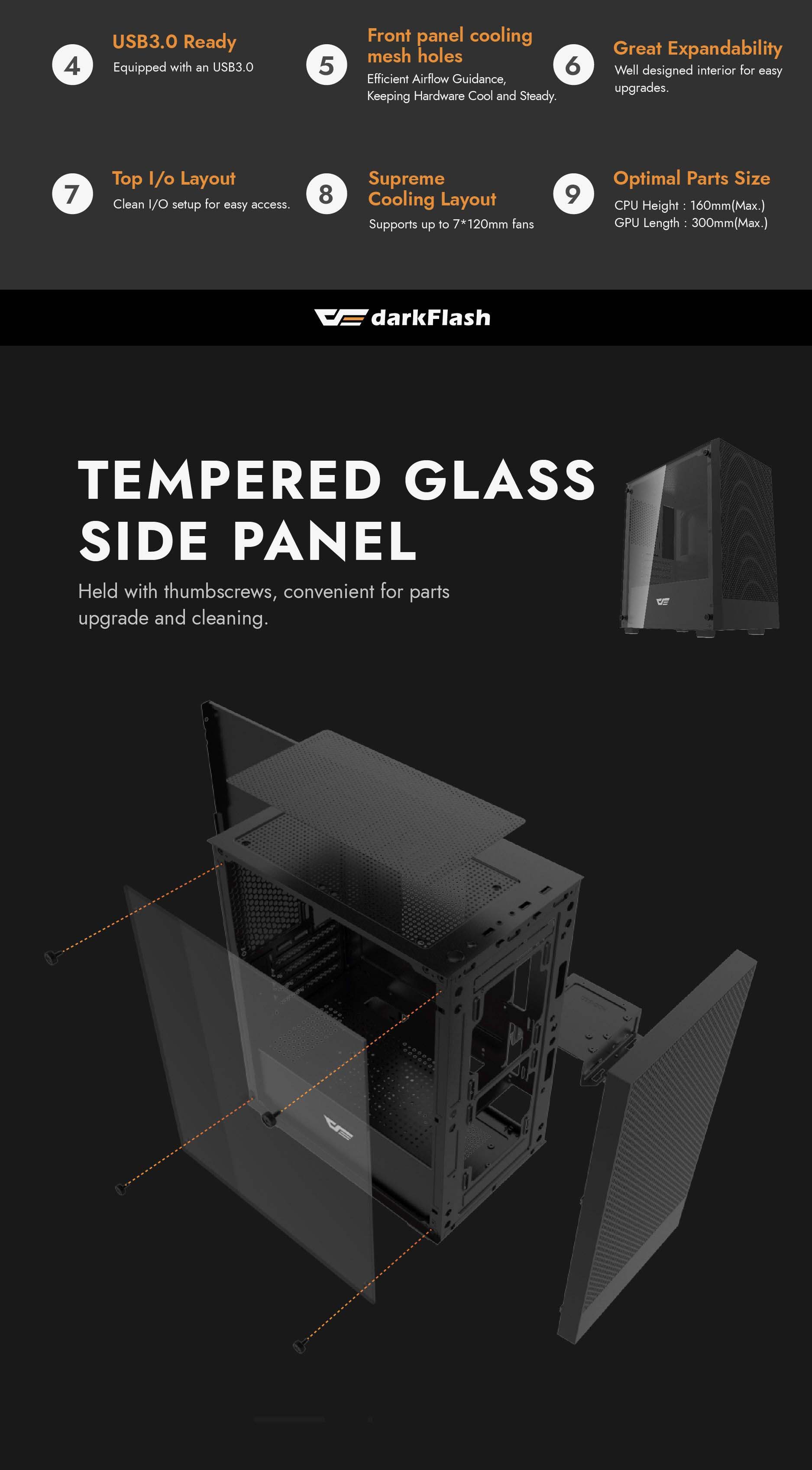 DarkFlash M305 Tempered Glass M-ATX/ITX PC Case | Shopee Philippines