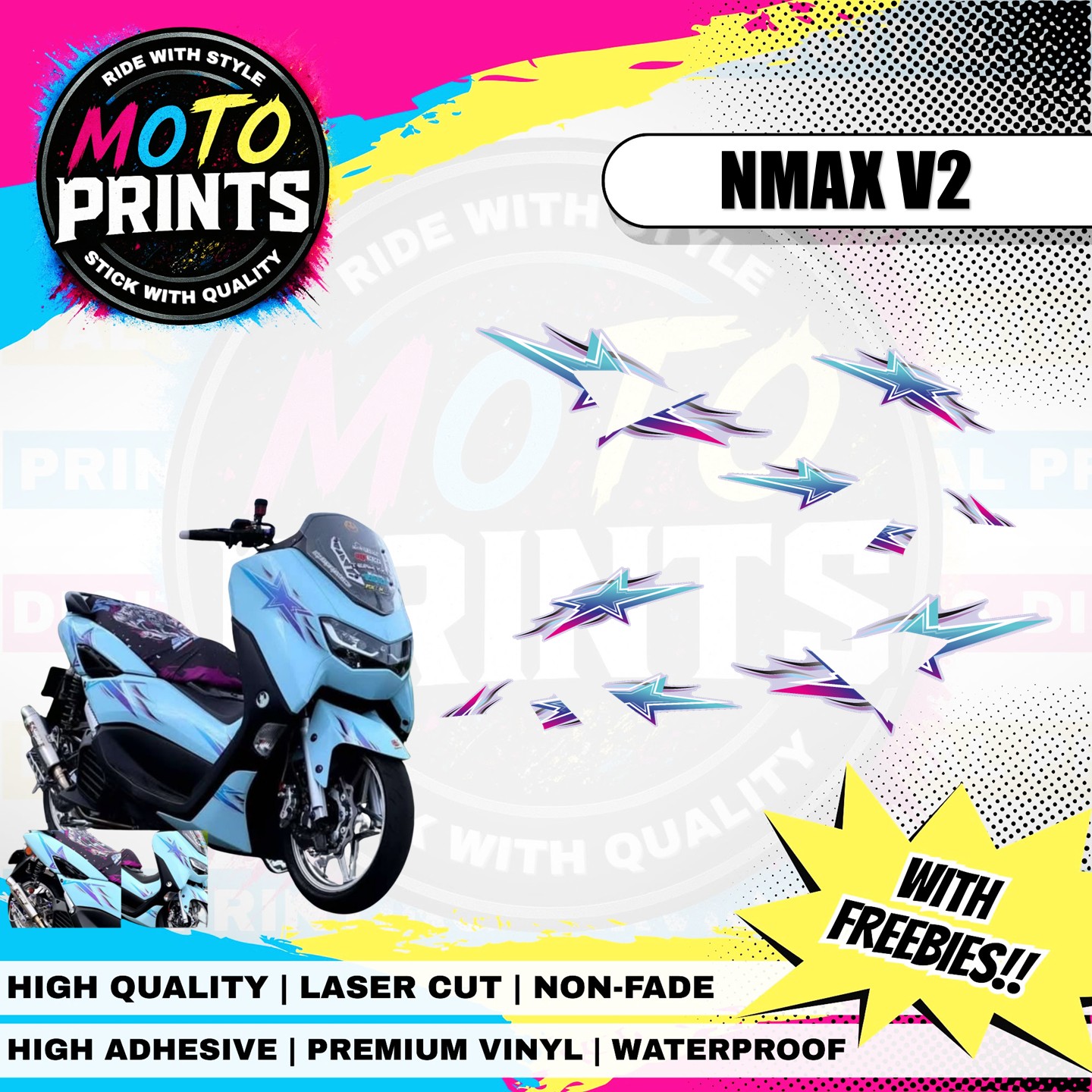 YAMAHA NMAX V2 STAR INDO VERSION DESIGN DECALS STICKER (WATERPROOF ...