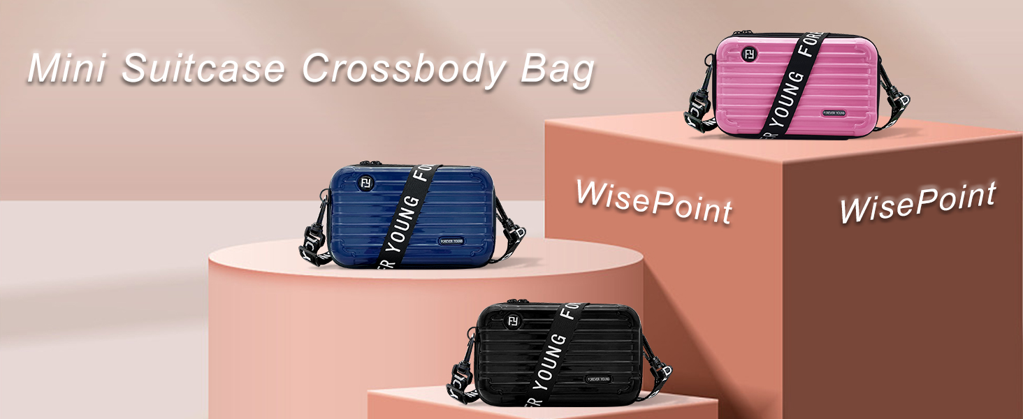 Mini Suitcase Crossbody Bag, Street Style PVC Hard Shell Handbag with ...