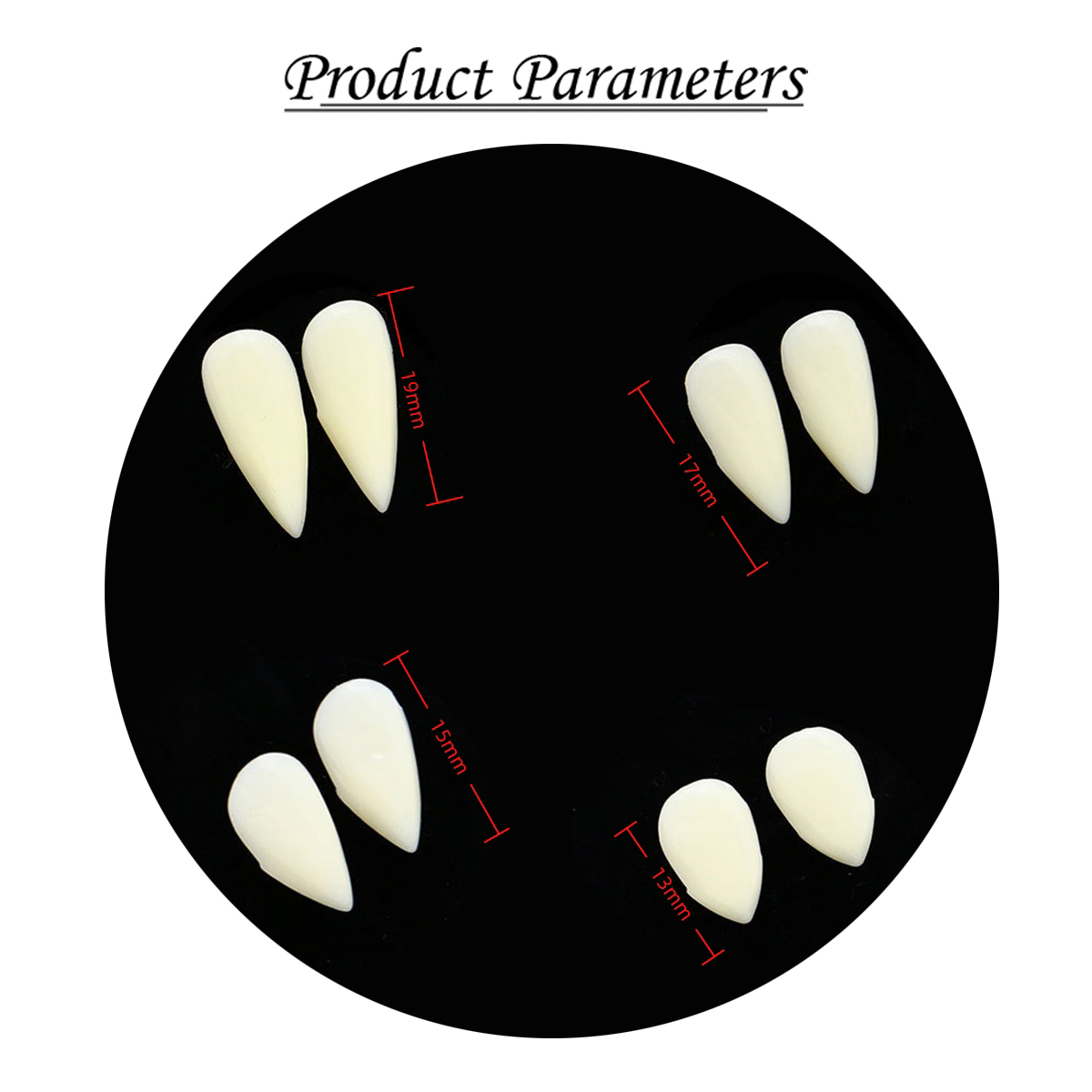 Realistic Vampire Fangs Fake Teeth 4 Sizes For Halloween Cosplay Party ...