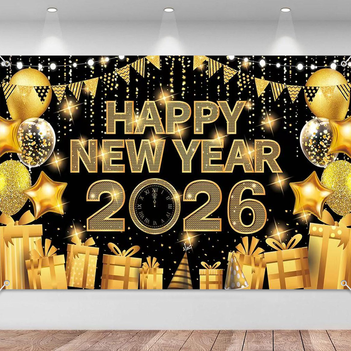 100*150cm Merry Christmas New Year Banner Background Santa Claus Pattern Polyester Backdrop ...