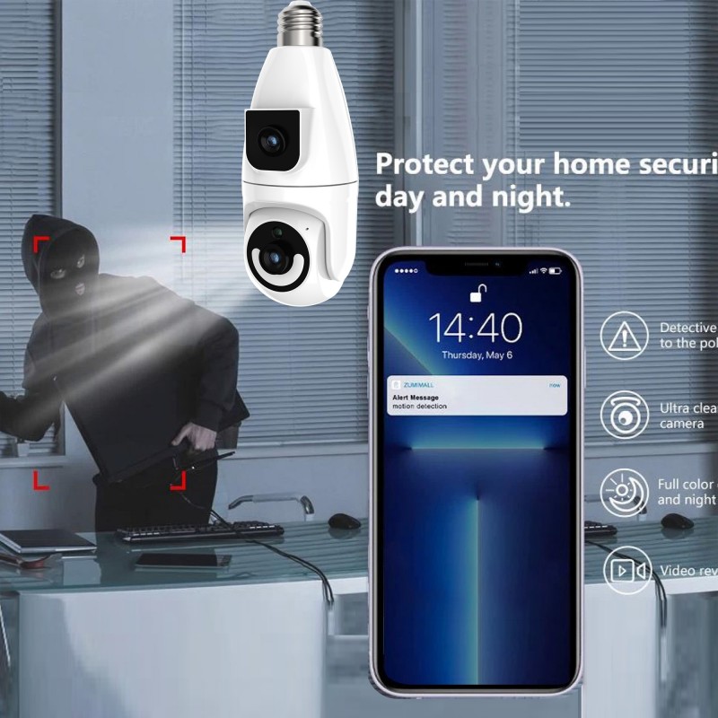 CCTV Camera Dual Lens Outdoor Waterproof Connect Cellphone 5G WIFI ...