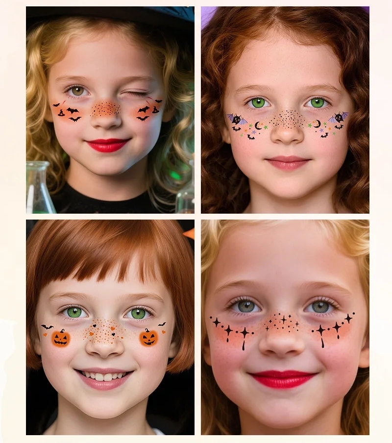 24PCS Waterproof Temporary Face Tattoo Stickers DIY Halloween Party ...