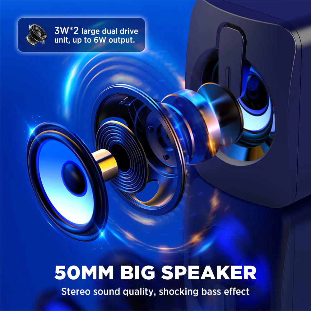 Popcorn CS006 Mini Computer Speaker for PC RGB Soundbar Desktop Gaming ...