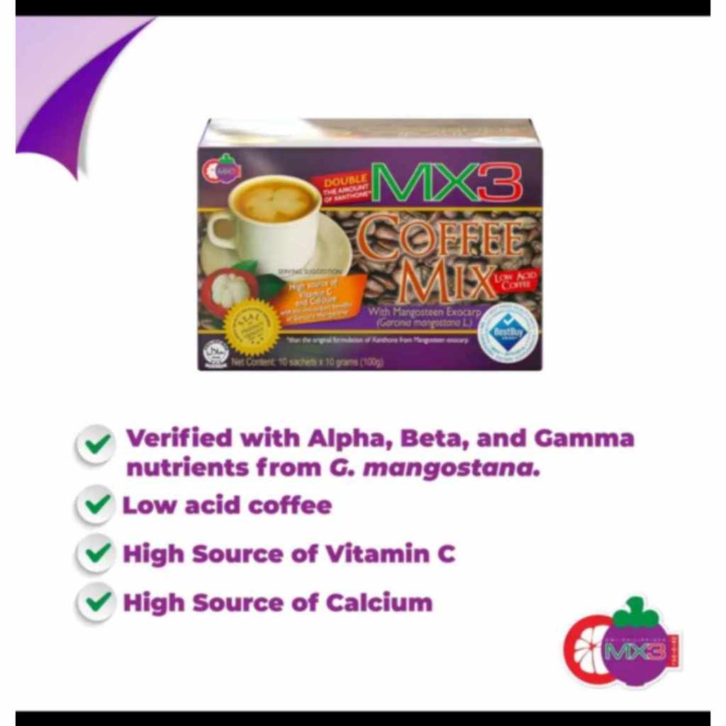 MX3 COFFEE MIX LOW ACID COFFEE WITH MANGOSTEEN | Shopee Philippines
