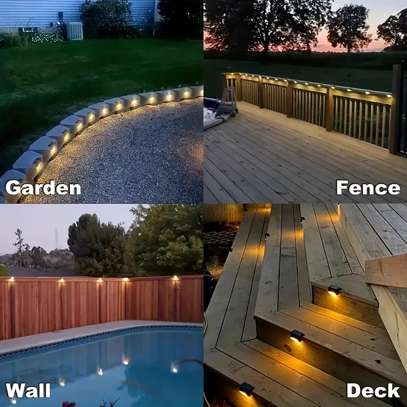 Solar Stair Light LED 4pcs Warm Lamp Waterproof Outdoor Garden Passage ...