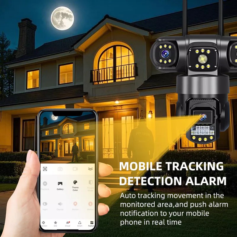 V380 PRO Three Lens CCTV Camera 4K 6MP Outdoor Waterproof PTZ Wireless ...