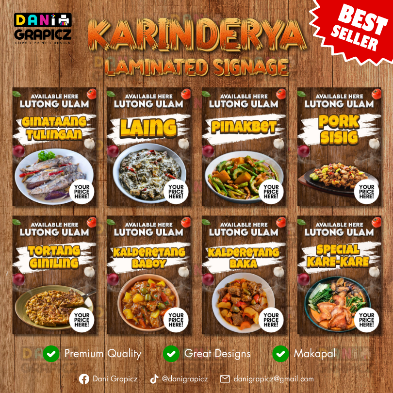 Karinderya Laminated Signage Kainan Ulam Display Carinderia A4 / A5 ...
