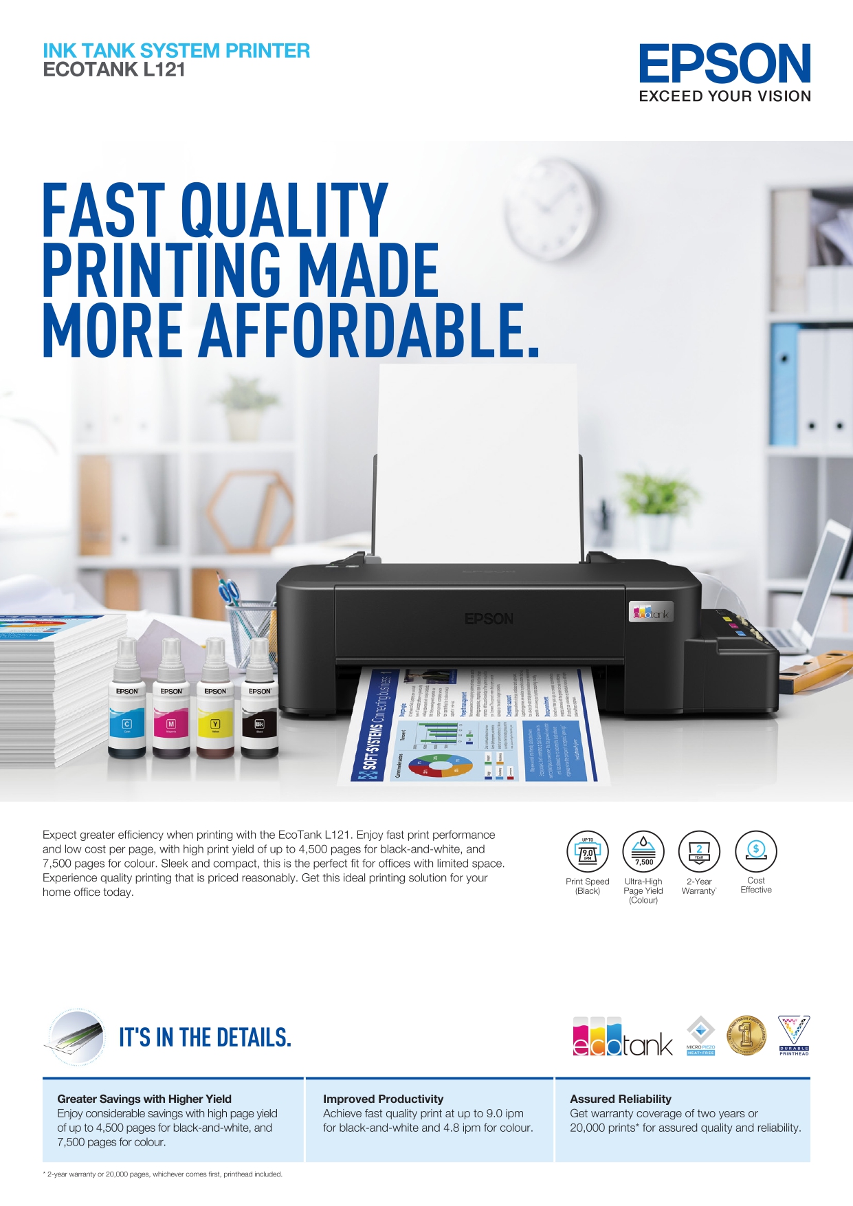 Epson EcoTank L121 A4 Ink Tank Printer | Print only up to Legal | PC4Me ...