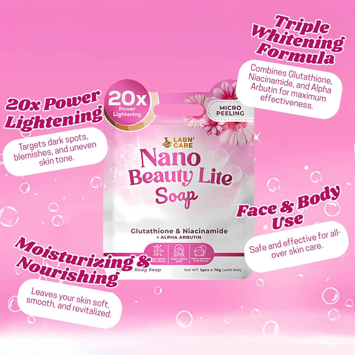 Buy 1 Take 2 Nano Beauty White Lite Soap 70g - 20x Power Lighting & Micro Peeling for Face&Body ...