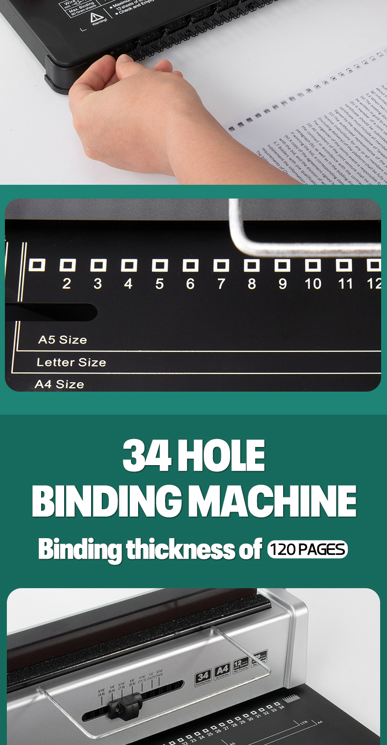 34 Holes Ring/Comb Binding Machine A3/A4 Size Office Heavy Duty Binder ...