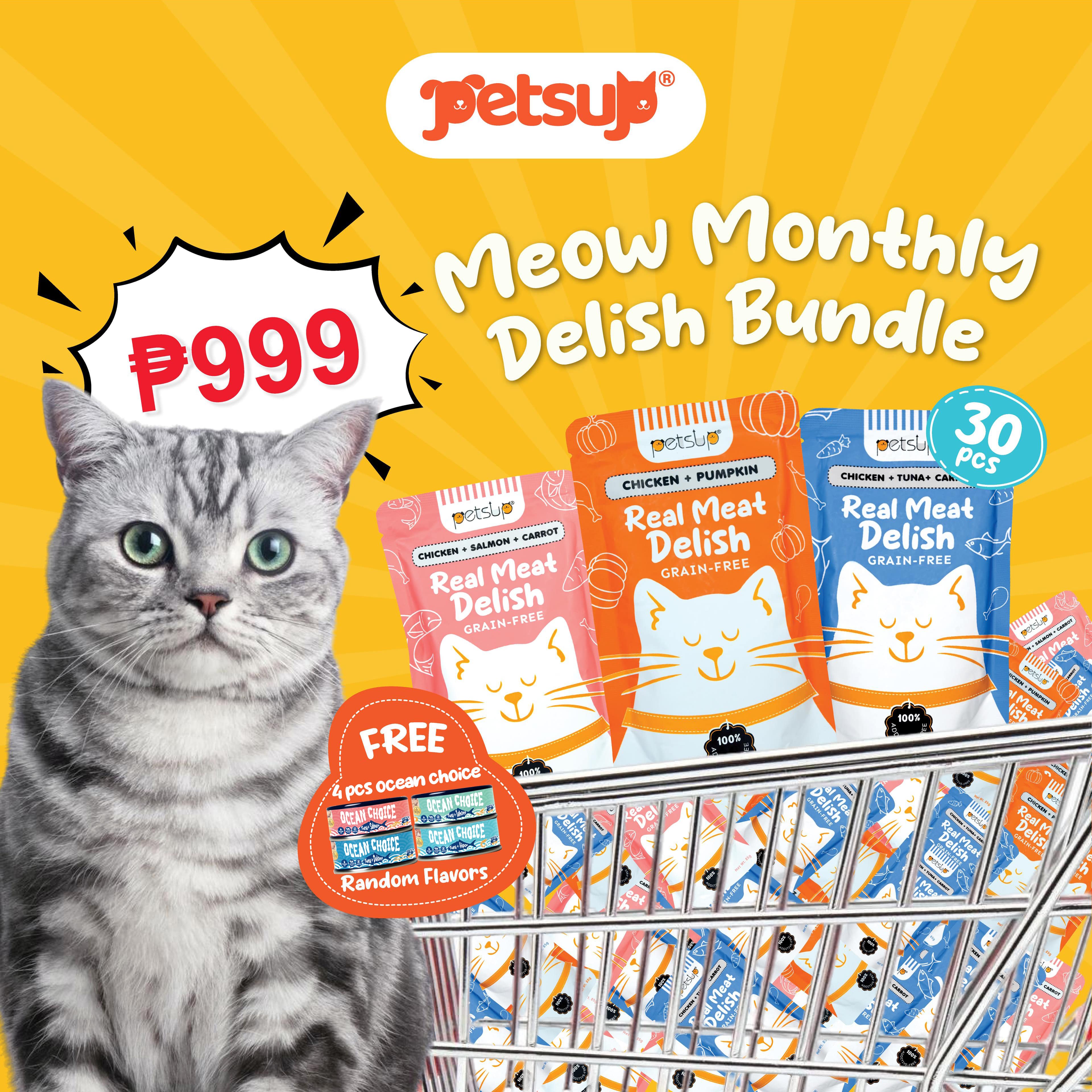 Petsup Cat Wet Food Monthly Meow Real Meat Delish Bundle + FREE Cans or Pouches for Cats Kittens ...