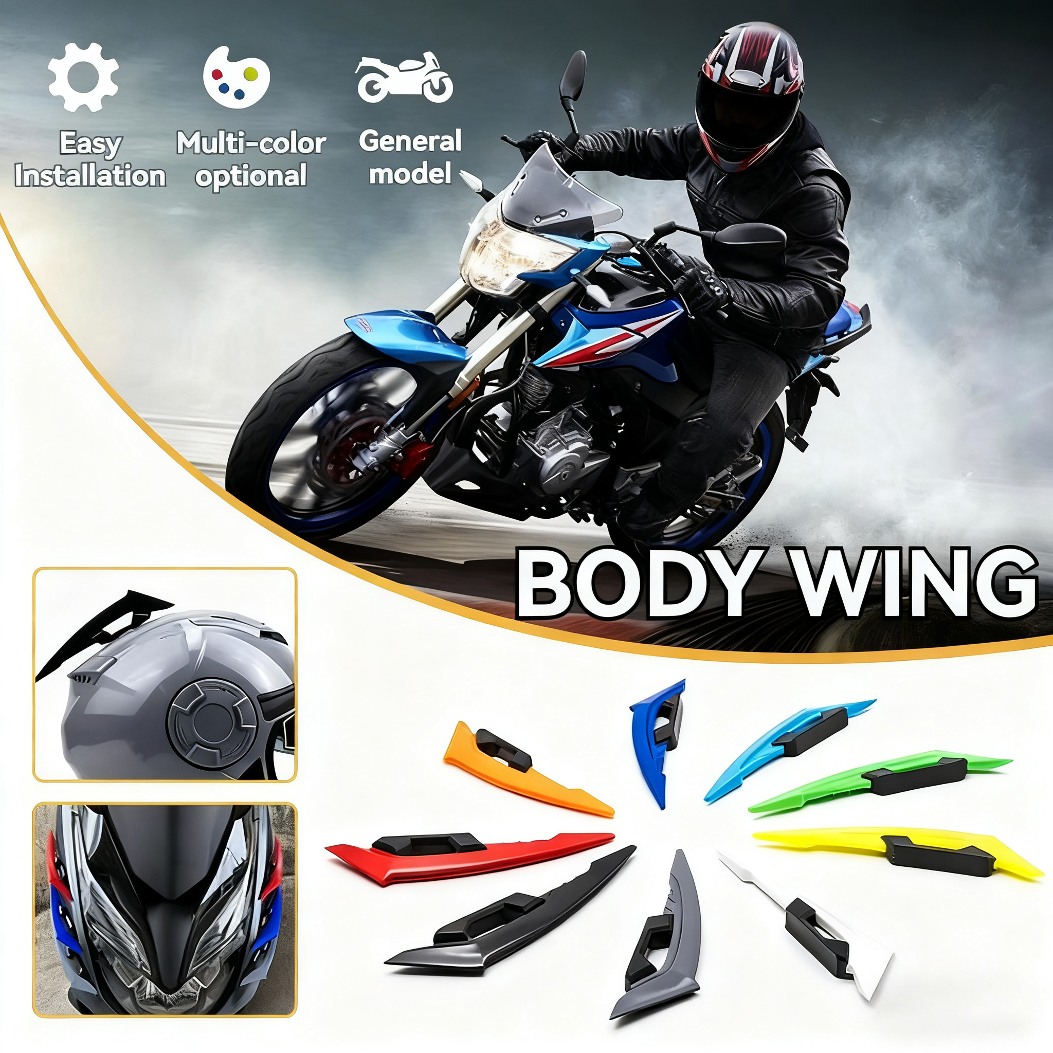 Universal Motorcycle Winglets - Shark Fin Stickers for Moto Scooter ...