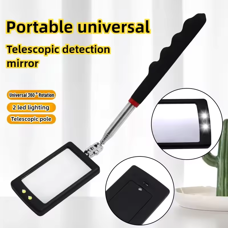 Automotive 360° inspection mirror LED light telescopic mirror ...