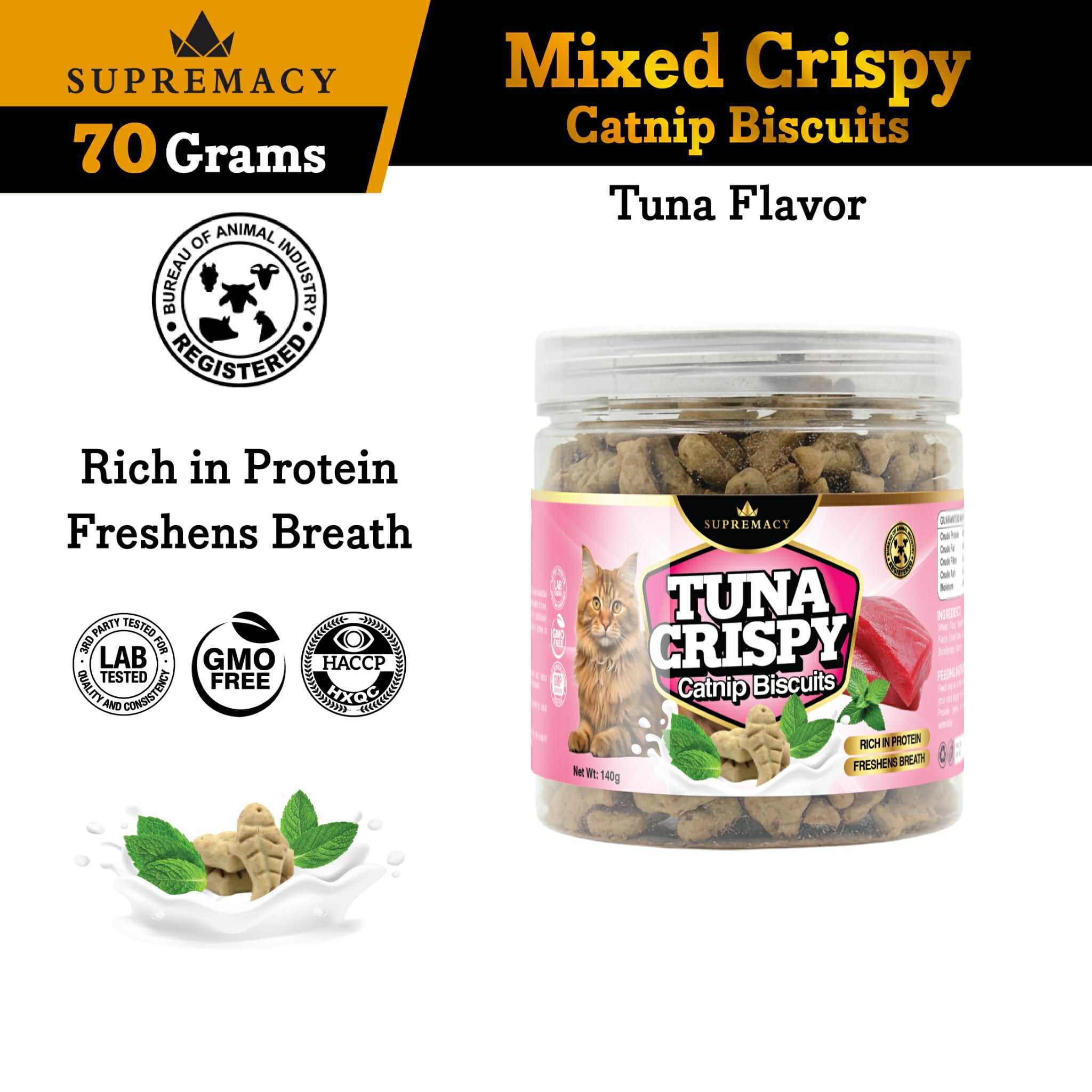 Supremacy Crispy Catnip Biscuits Cats Treats 140g Crunchy Healthy ...