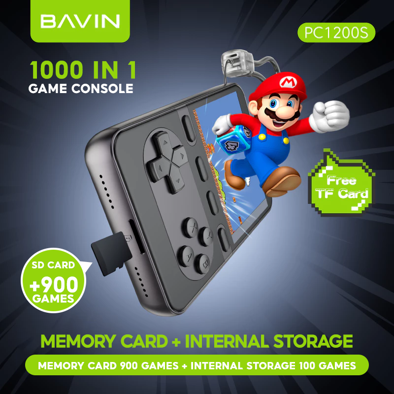 BAVIN PC1200S 5000mAh Mini Game Console Wireless Power Bank w/ Memory ...