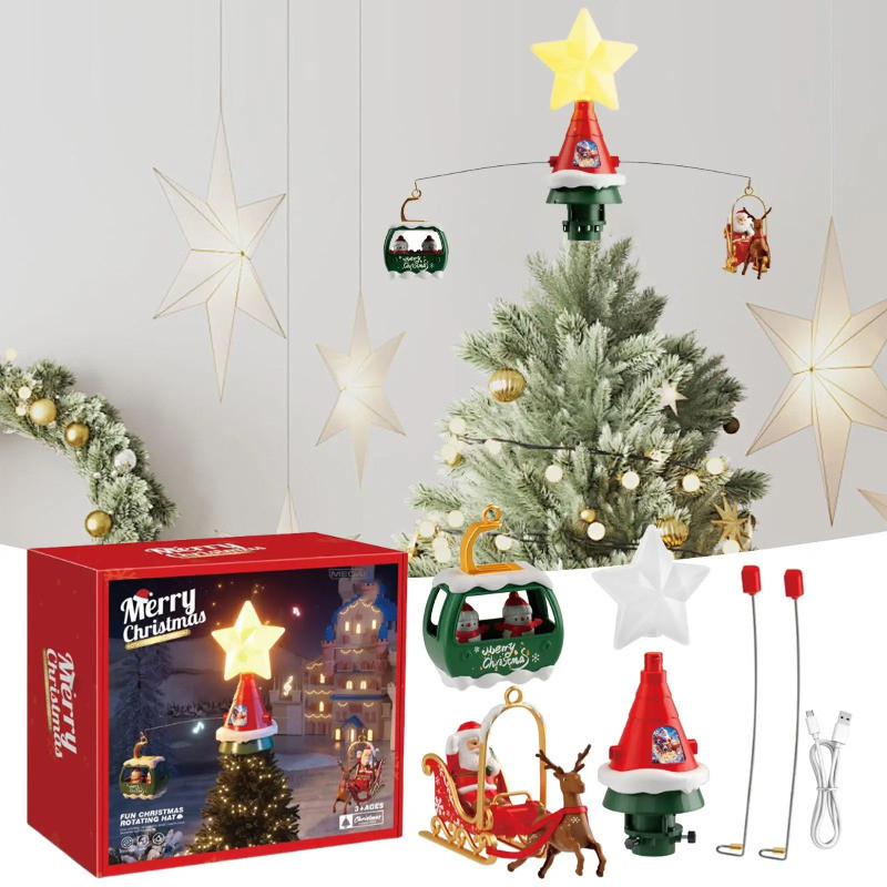Electric Christmas Train Set Hanging Train Model with Lights Music Kids ...