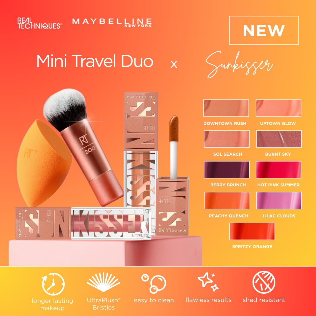 Real Techniques Mini Travel Duo with FREE Maybelline Sunkisser Liquid ...