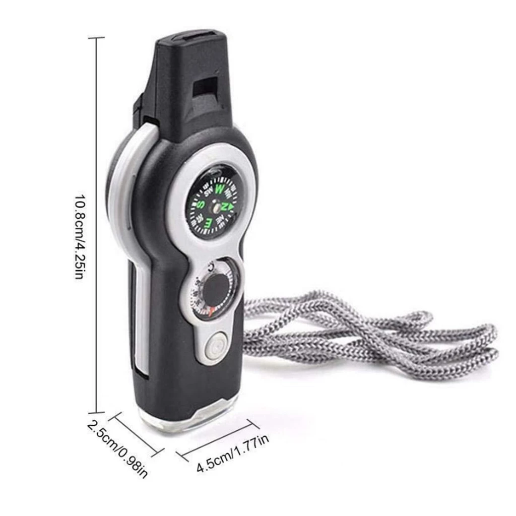 7 In 1 Outdoor Survival Whistle Keychain Compass Magnifier Led Light ...