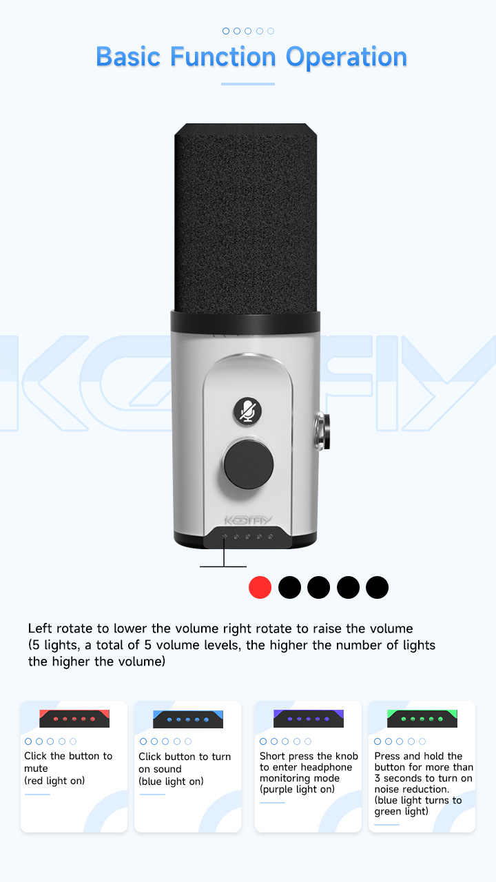 KOORFLY U100 XLR/USB Dynamic Microphone RGB MIC Podcast Microphone ...