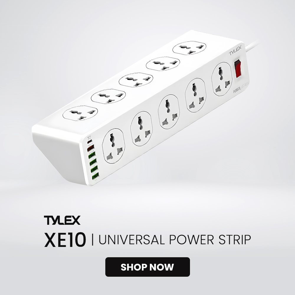 Tylex XE10 10x Power Strip Extension Power Socket With 5 USB Ports 1 ...