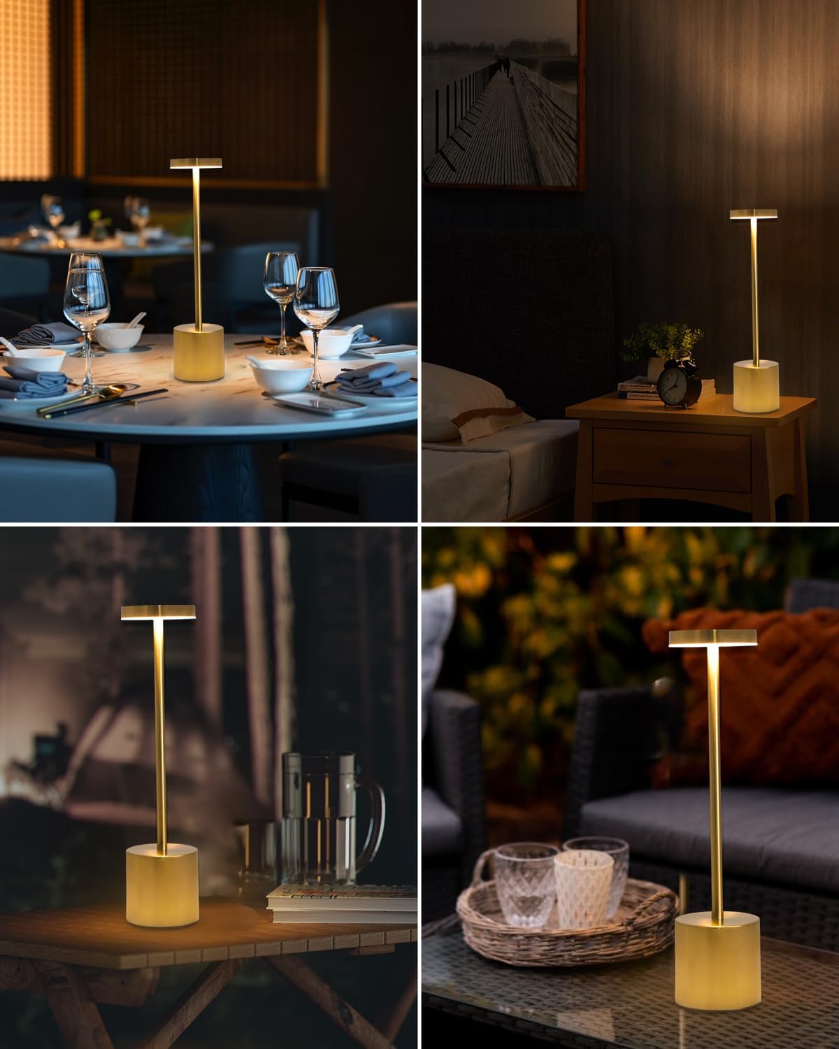 Gold Star Bar Table Lamp LED 3Colors Metal Desk Light Brightness Indoor ...
