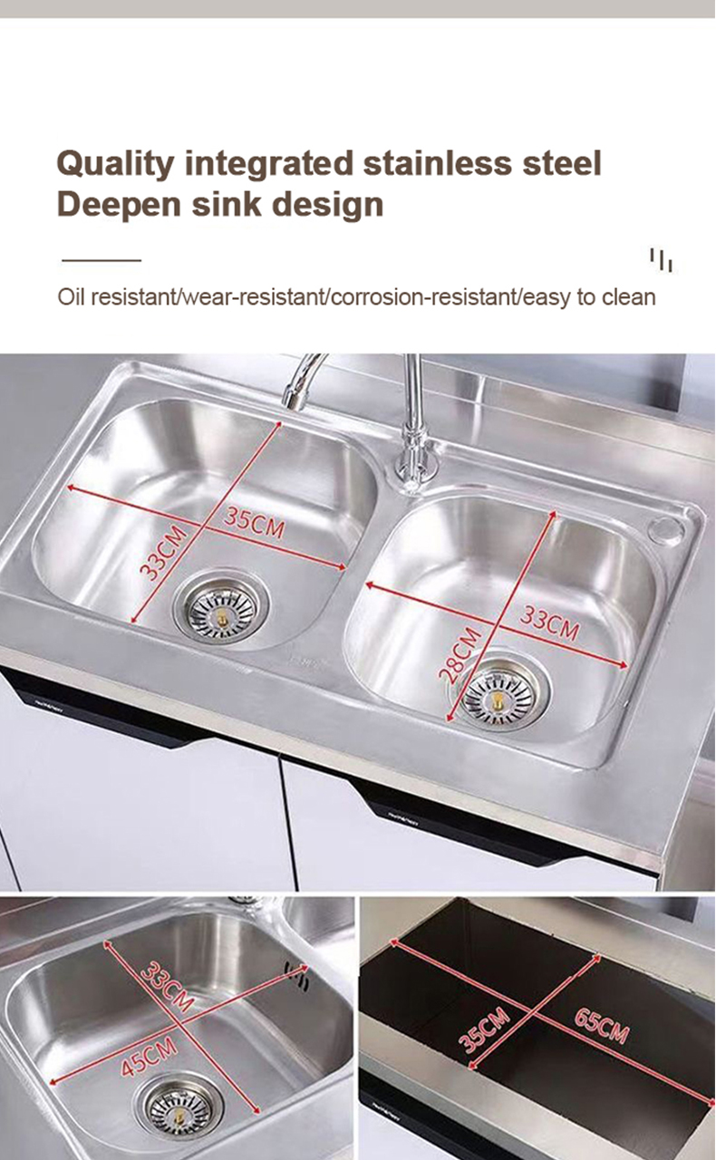 ALVIN Stainless Steel Kitchen Sink Cabinet Set Simple Gas Stove Storage ...