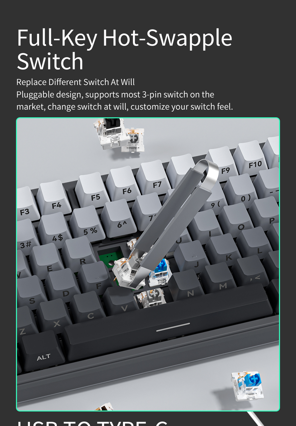 ZIFRIEND ZT99 Wired Mechanical Keyboard With Numpad Hot Swappable ...