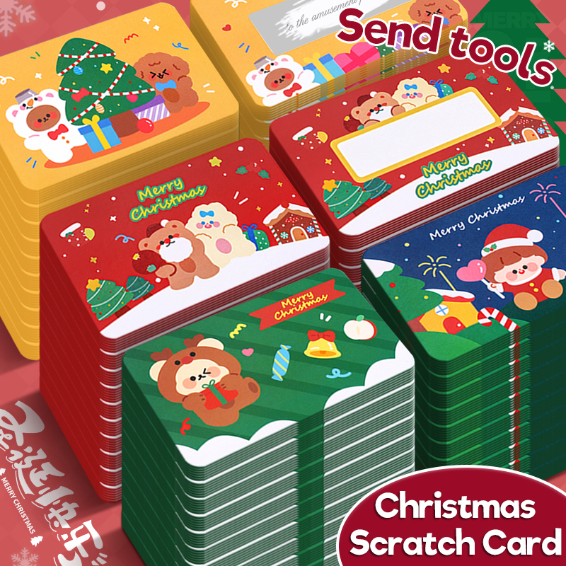 Christmas Scratch Cards Handwriting DIY With Cartoon Designs for ...