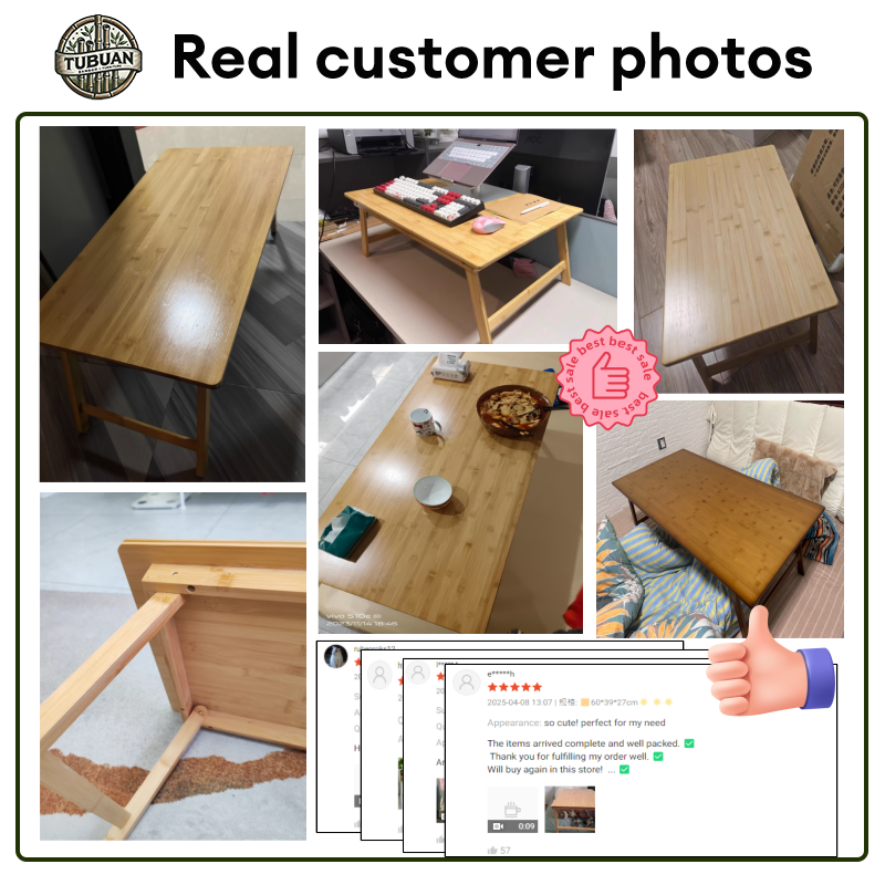 TUBUAN Bamboo Bed Table Foldable Table Wooden Computer Folding Table ...