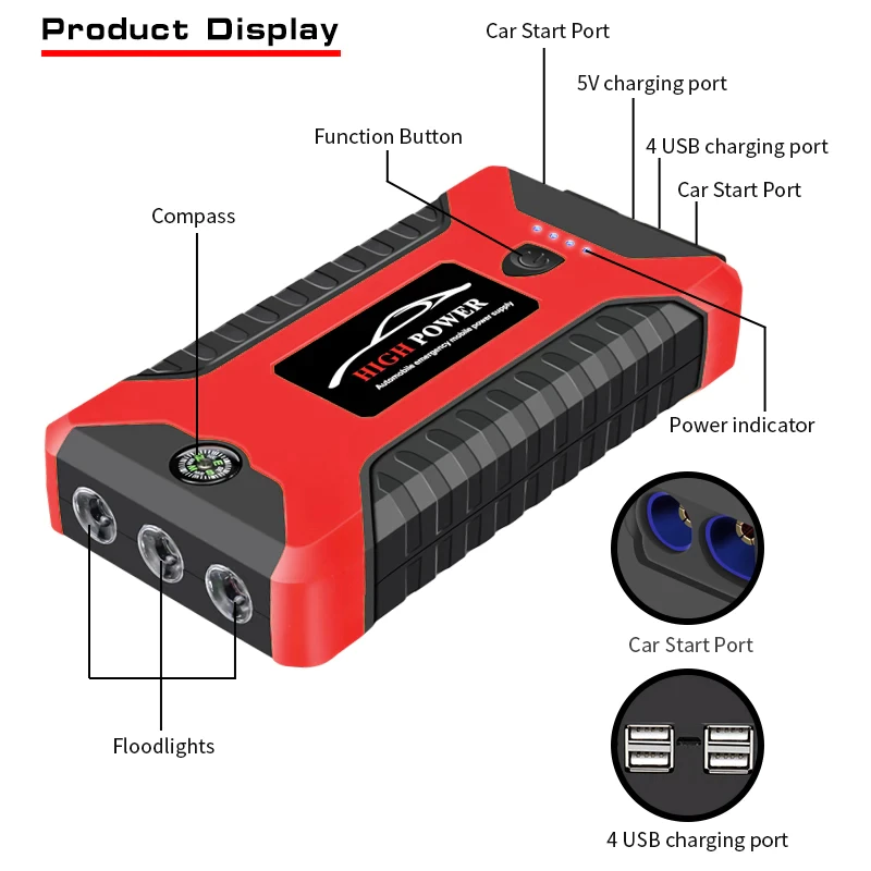 COD 99800mAh Car Jumper Power Bank 12V/24V Heavy Duty Powerbank Jumper ...