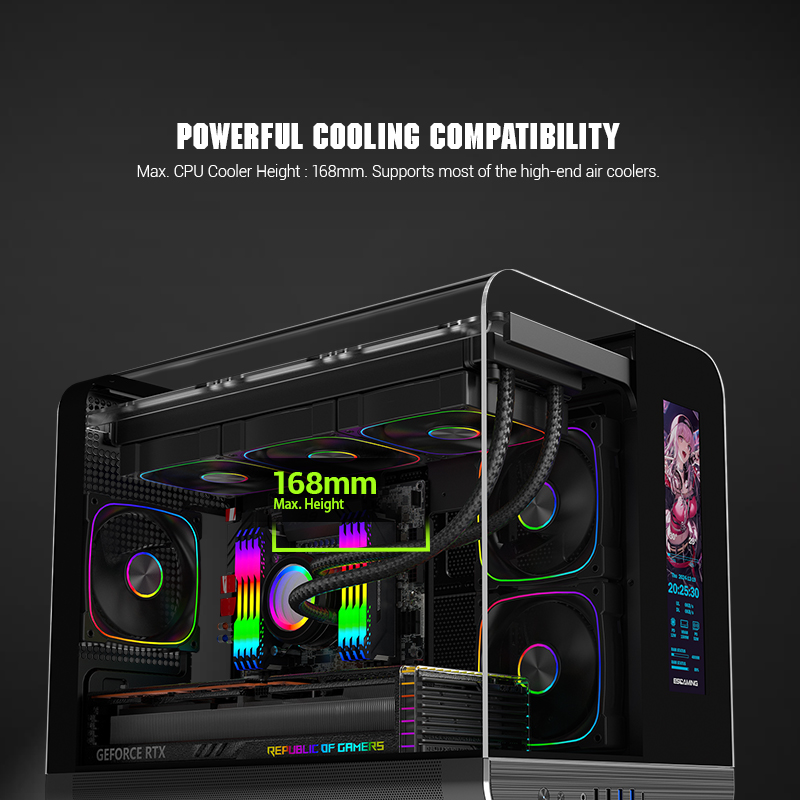 ESGAMING 7 Micro ATX Gaming PC Case With 3 Fans Tempered Glass Dual ...