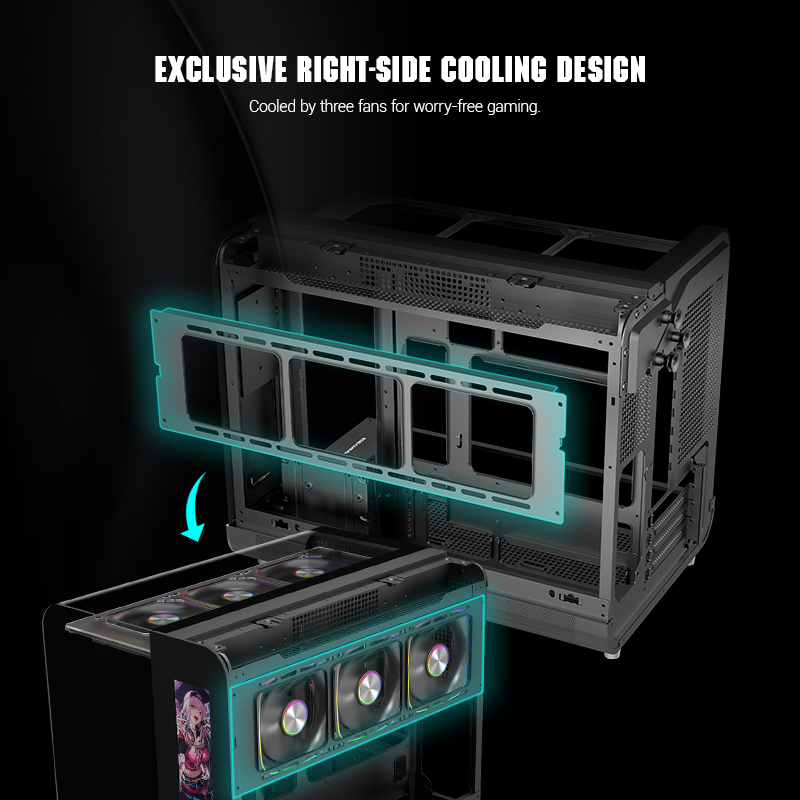 ESGAMING 7 Micro ATX Gaming PC Case With 3 Fans Tempered Glass Dual ...