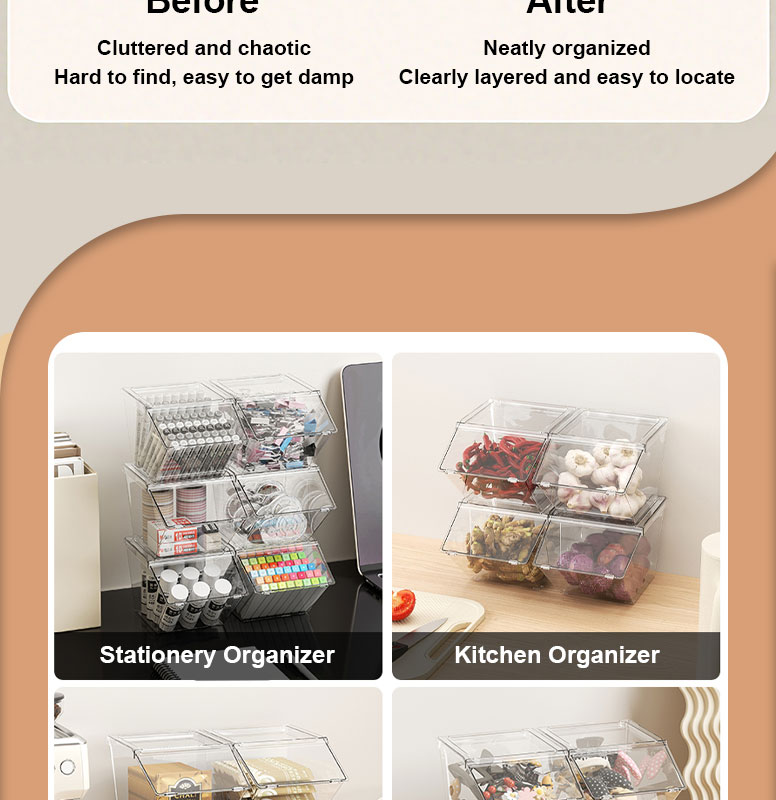Kitchen Stackable Vegetables Organizer Transparent Storage Box Food ...
