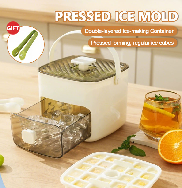 48 Grid 2 Layer Press Type Ice Cube Tray with Handle Easy Demolding ...