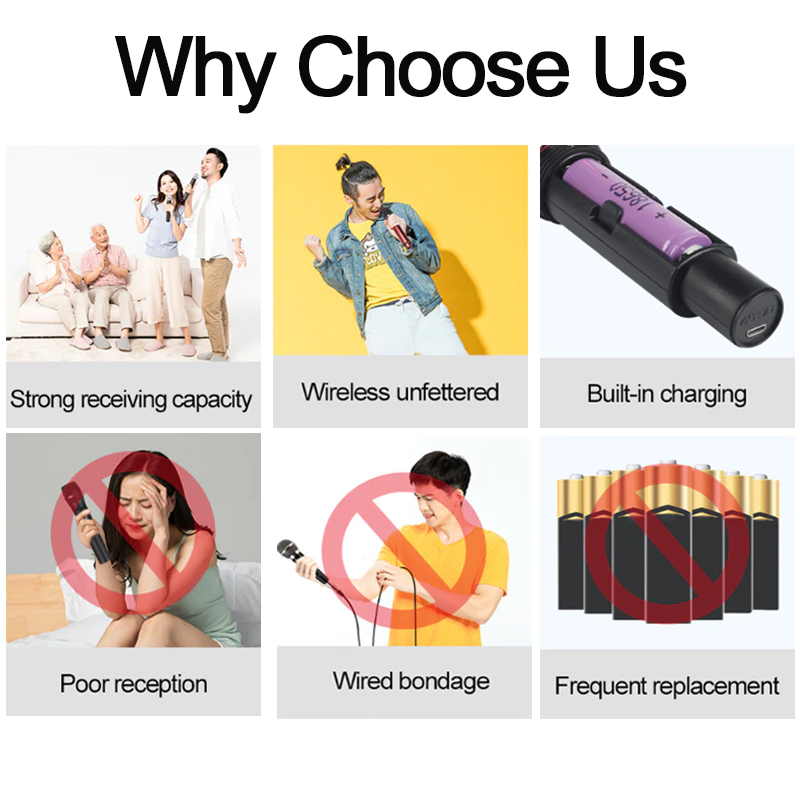 Professional Dual-Handheld UHF Wireless Microphone System with ...