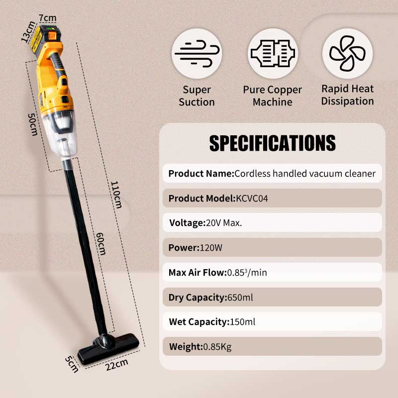 KEELAT KCVC04 Cordless Handheld Vacuum Cleaner 4 Heads portable Dry and ...