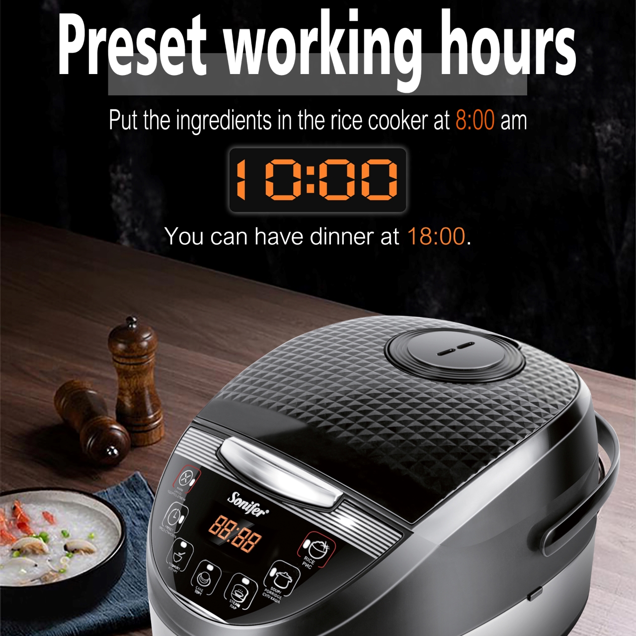 Sonifer 5L 900W Smart Digital Rice Cooker - Non Sticky Pot Automatic ...