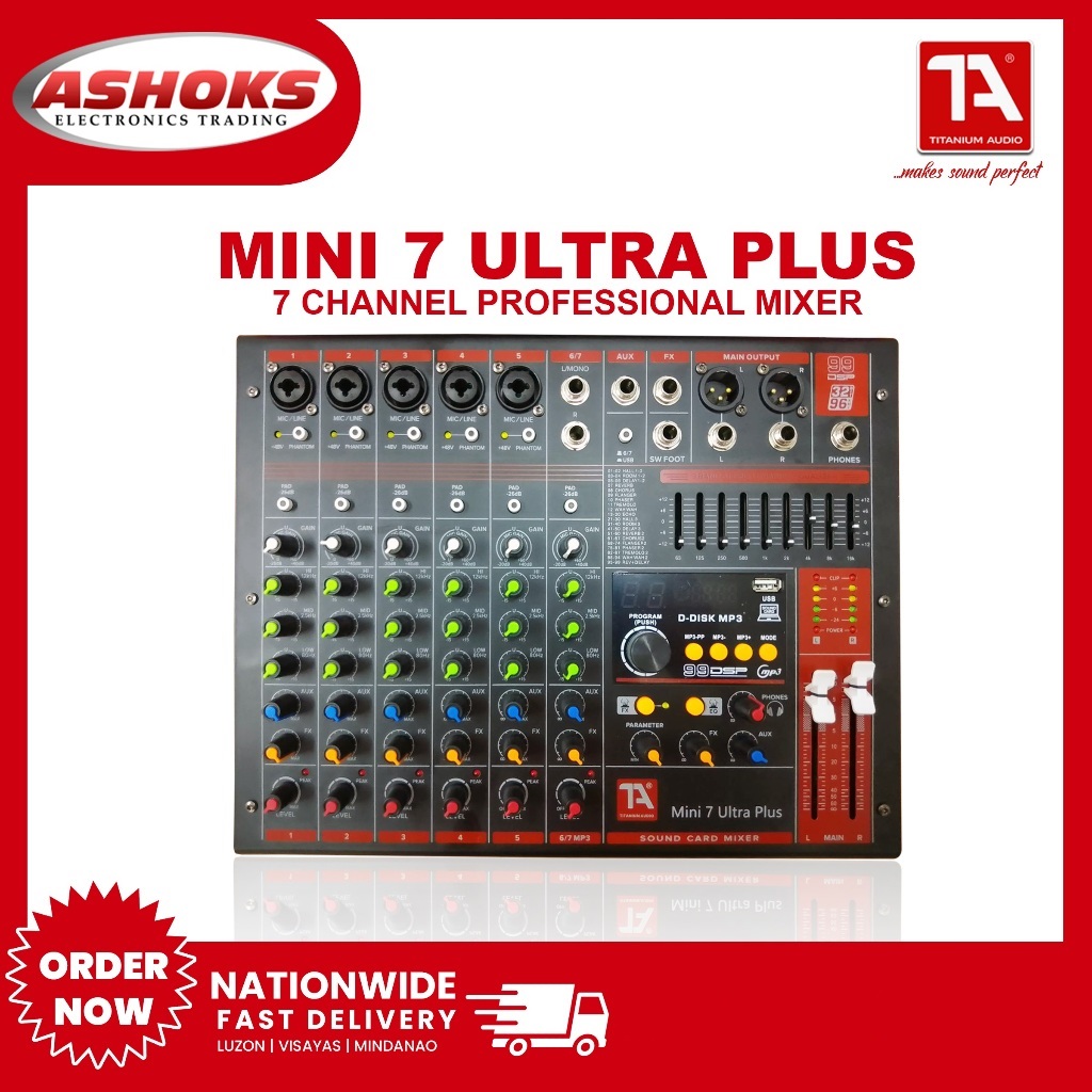 Titanium Audio Mini 7 Ultra Plus Mixer 7 Channel Mixing Console 32 BIT ...