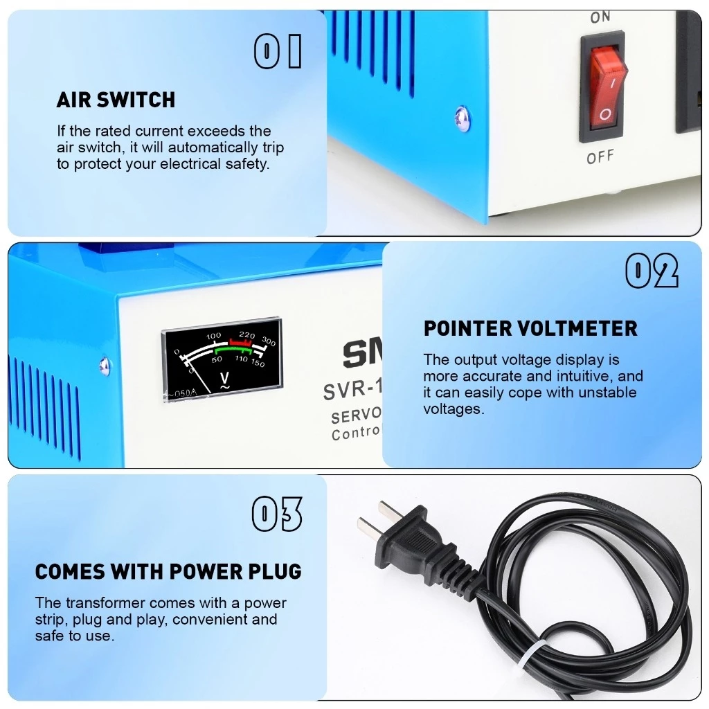 AVR Automatic Voltage Regulator 500/1500/2000VA Dual Voltage 110–260V ...