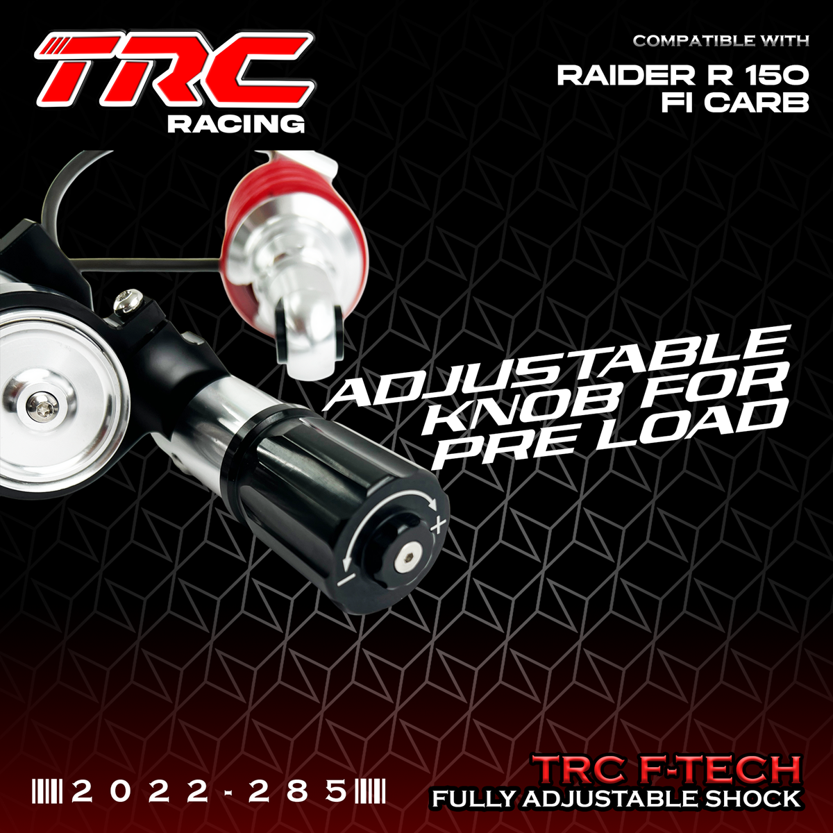 TRC RACING 285MM F-TECH SERIES FULLY AJUSTABLE REAR SHOCK FOR RAIDER R ...