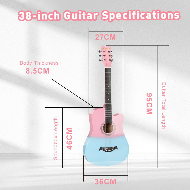 KAWES Guitar 38 Inches Acoustic Guitar Original Low Action Guitar Set ...