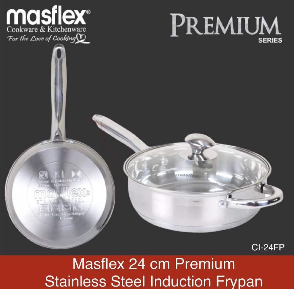 Masflex 24 cm High Quality Stainless Steel Premium Frying Pans | Shopee ...