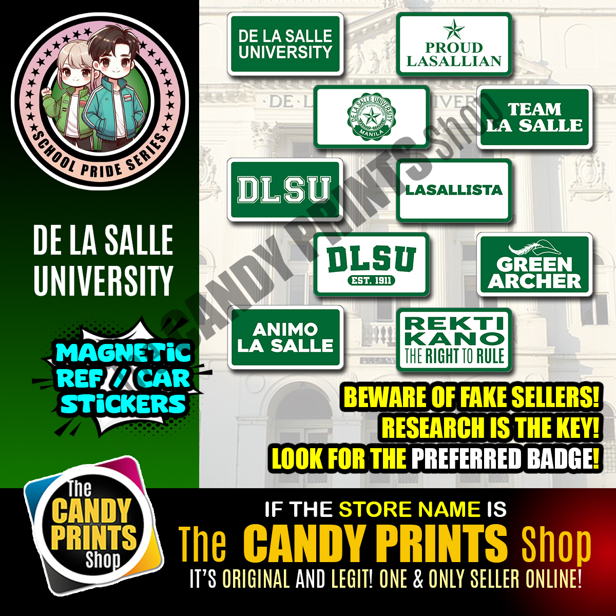 School Pride Series - DE LA SALLE UNIVERSITY INSPIRED (Magnetic Ref or ...