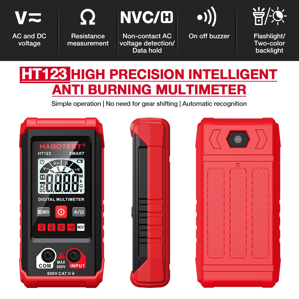 【COD】HT123 Digital Multimeter 600V AC/DC Automatic Counts High ...