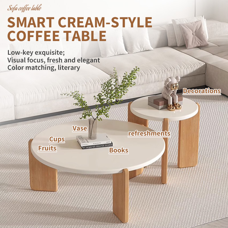 ⚡️COD⚡️Solid Wood Round Coffee Table Side Table Living Room Home Center ...