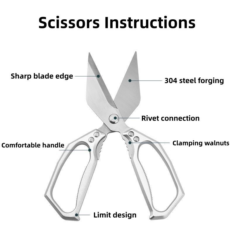 Japan Kitchen Scissor Heavy Duty Multifunctional Stainless Steel ...