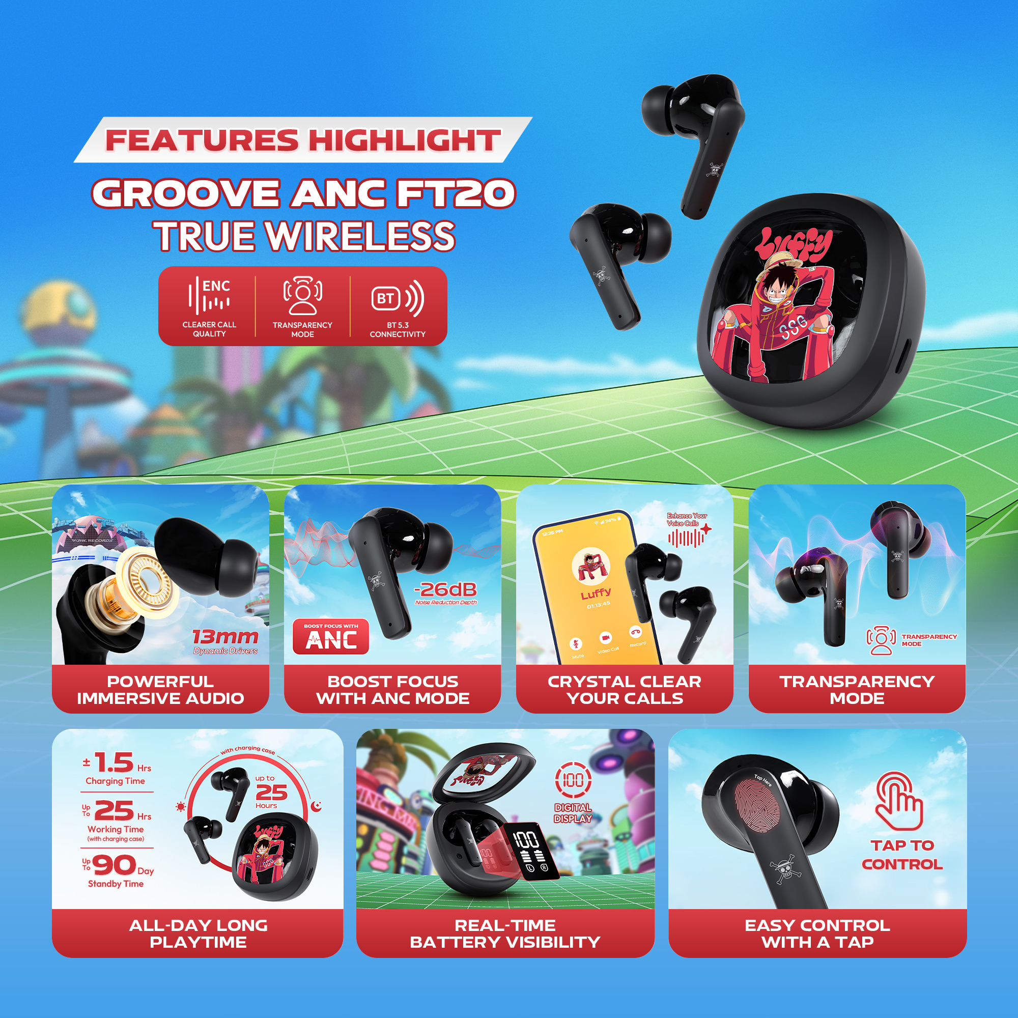 Fantech x One Piece Limited Edition GROOVE ANC FT20 True Wireless ...