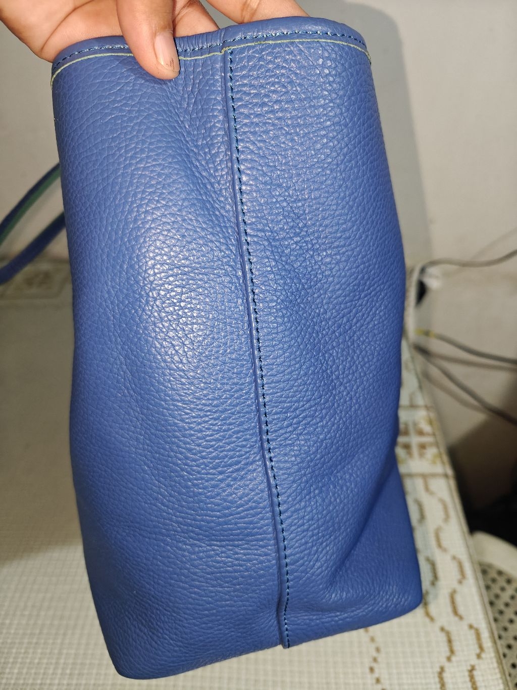 Preloved Morgan de Toiu Italy Blue Tote Bag,Genuine Pure Leather Bag ...