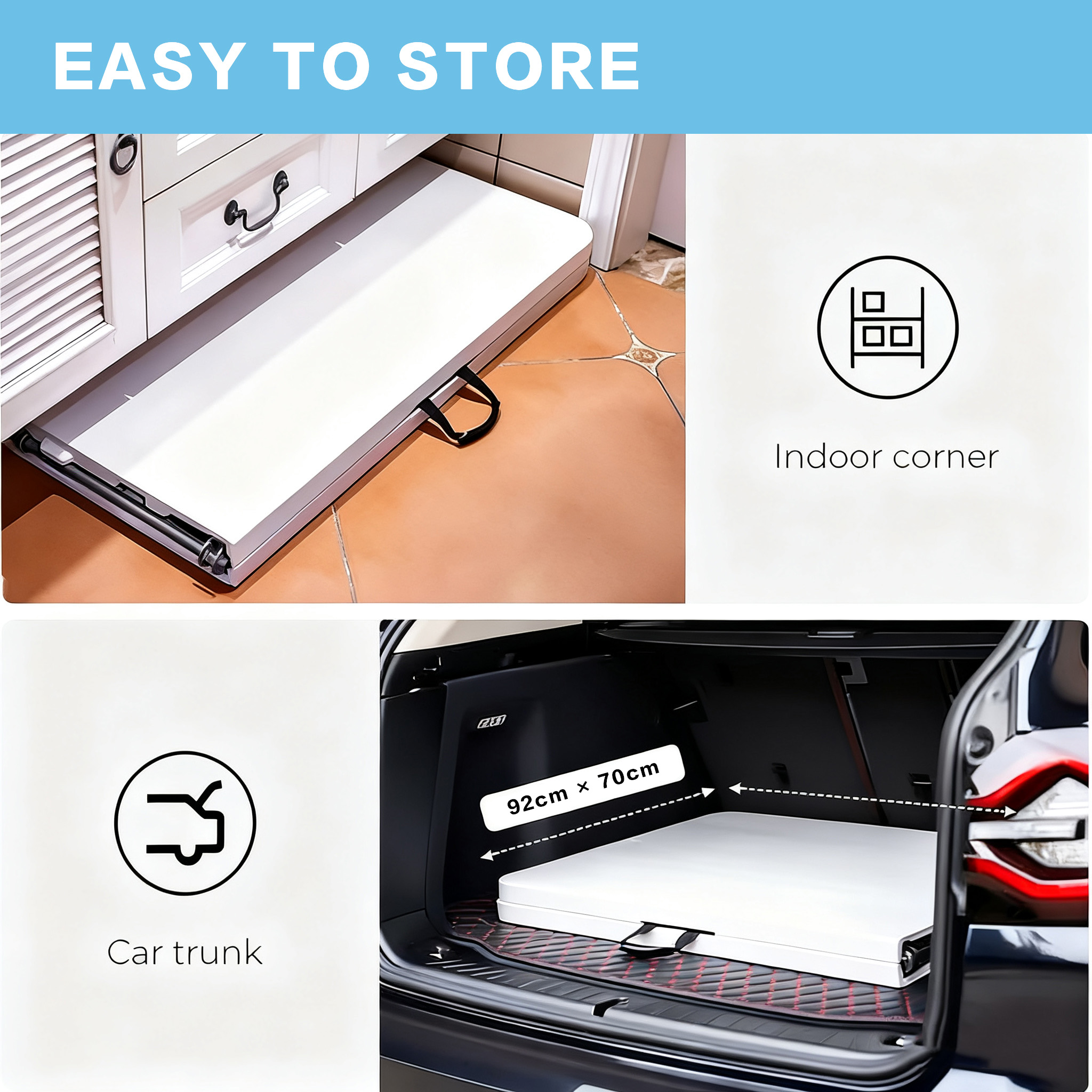 Outdoor folding table 4/5/6FT Foldable Banquet Table Portable camping ...